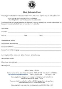 Club Delegate Form - Lion Magazine
